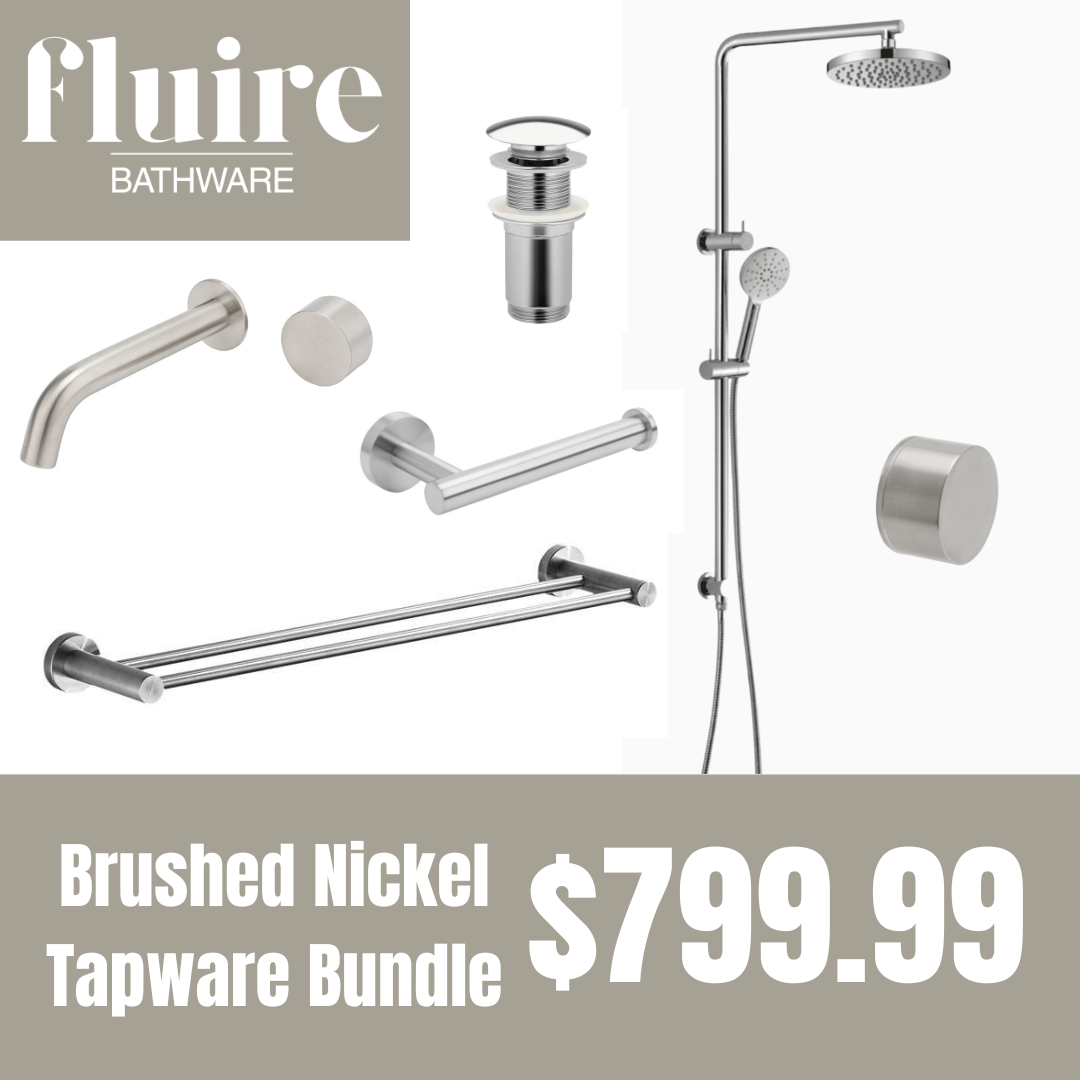 Brushed Nickel Progressive Mixer Tapware Bundle – Fluire Bathware
